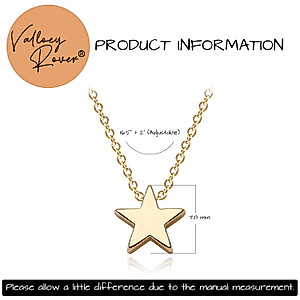 Valloey Rover Gold Star Necklace,Dainty 14K Gold Plated Sterling Silver Round Dot Tiny Heart Little Star CZ Choker Necklace Jewelry Gift for Women(NCK-Gold-star)