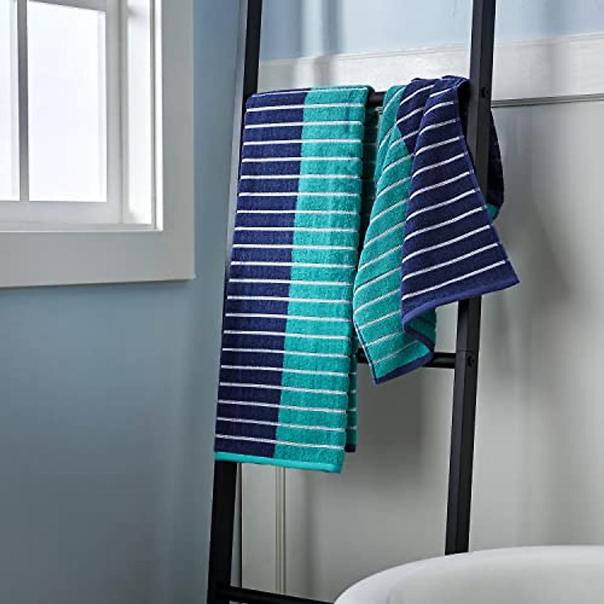 SKL Home by Saturday Knight Ltd. Colorblock Stripes Hand Towel (2-Pack),Teal