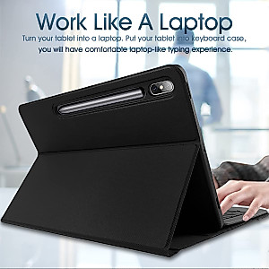 Nanhent Backlit Touchpad Keyboard Case for Samsung Galaxy Tab S8 Plus 2022 / S7 FE 2021 / S7 Plus 2020 12.4 Inch Tablet, Detachable Wireless Trackpad Keyboard & Slim PU Stand Cover with S Pen Holder
