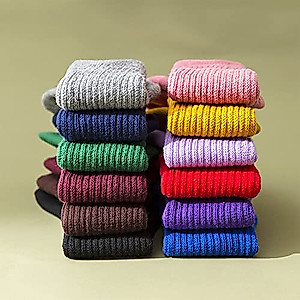 Elfcool 8 Pairs Little Kids Slouch Socks Colorful Dress Crew Socks Cotton Long School Uniform Stockings for Boys Girls(8pack color B, 6-8 Years)