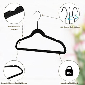 Quality Kids Plastic 30 Pack Non Velvet Non-Flocked Thin Compact Children's Hangers Swivel Hook for Shirts Blouse Coats (Black, 30)