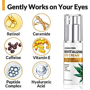 Anti-Aging Under Eye Cream - Reduce Dark Circles and Puffiness - Moisturizing and Firming Natural Eye Cream with Hyaluronic Acid, Retinol, Caffeine for All Skin Types