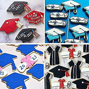 9 Pack 2023 Graduation Cookie Cutters Set - Graduation Cap, Diploma, Medallion, Graduation Gown, Plaque Frame, Number 2023 Biscuit Sandwich Fondant Fruit Cookie Cutters for Baking
