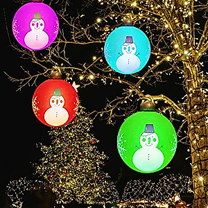 IOKUKI Light Up Pool Balls - 24 Inch Large Outdoor Decorated Ball with Rechargeable LED Light & Remote for Outdoor Yard & Pool Decorations - Red & White 1 PCS