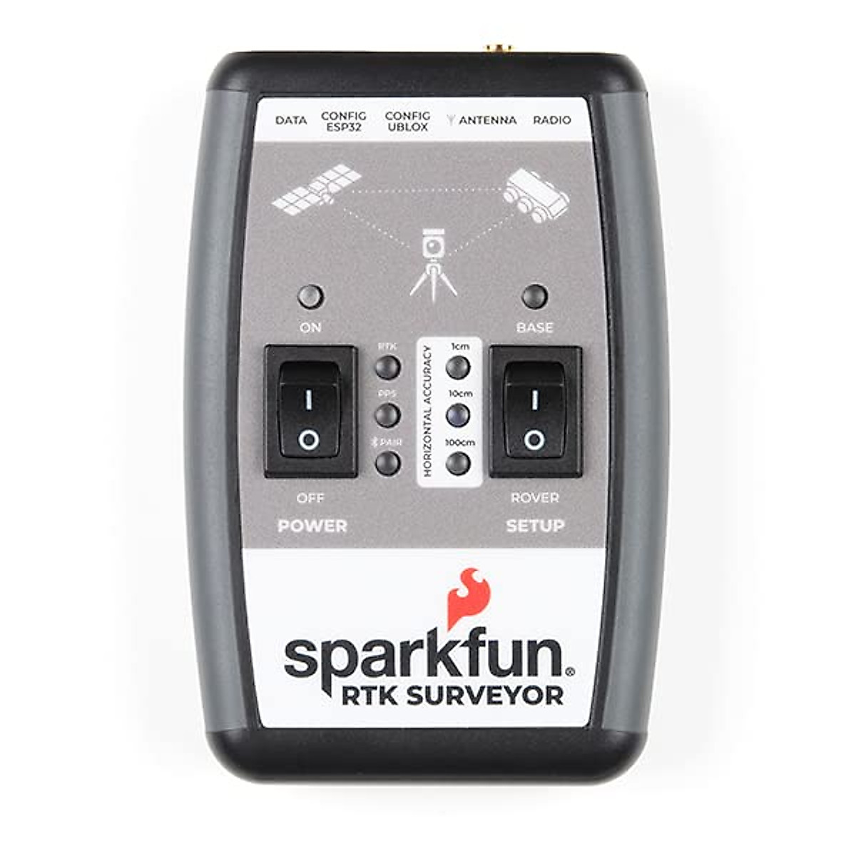 SparkFun RTK Surveying Kit GNSS Receiver: ZED-F9P Transceiver: ESP32 WROOM GNSS L1/L2 Multi-Band Antenna - TOP106 USB A to C Cable and Wall Charger