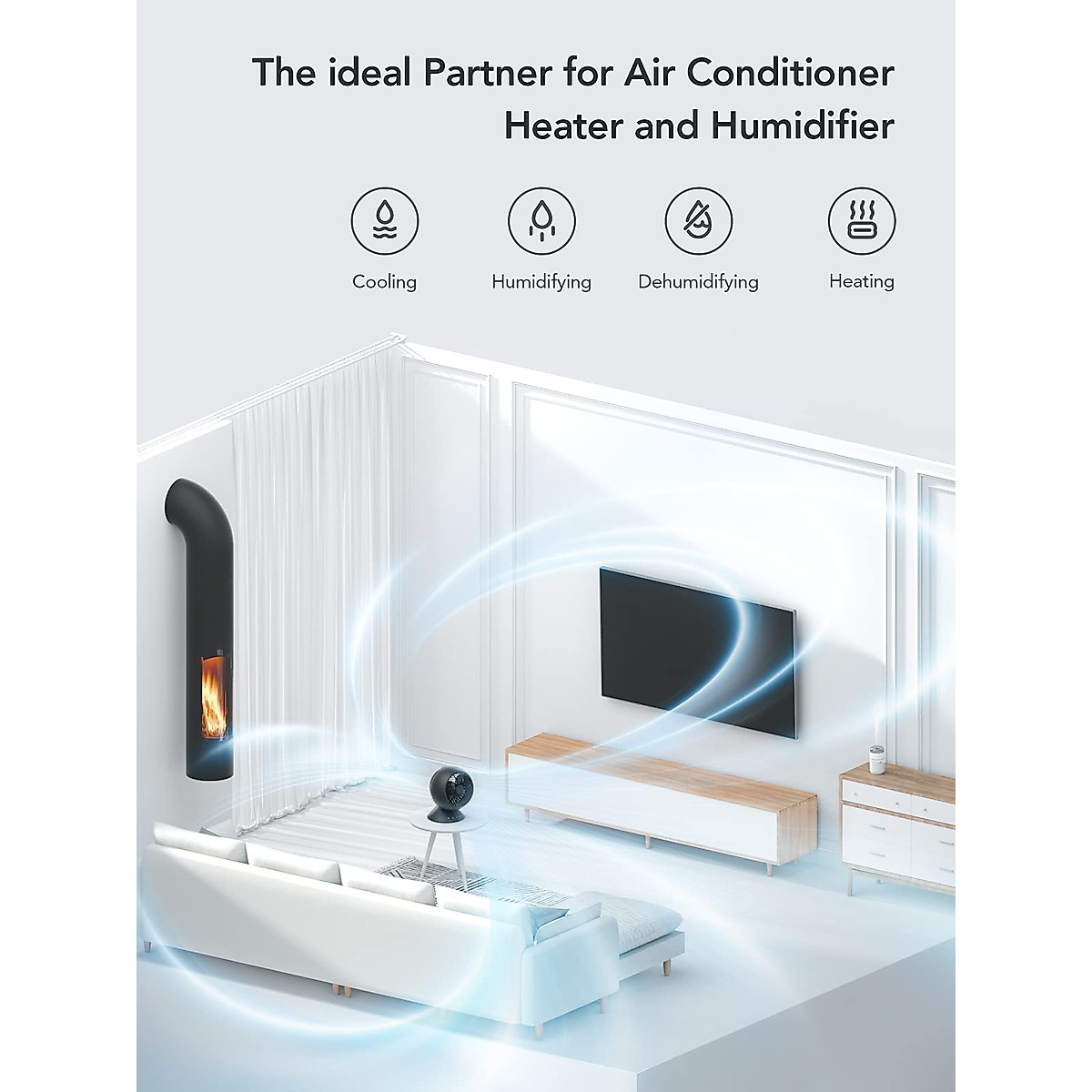 13 Inch Mid-size Cooling Fan Air Circulator, Oscillating Fan with Remote Control Portable Quiet for Home Office Use, KH-F533B, 13x10.4x10.4 in