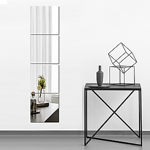 Full Body Wall Mirrors Tiles Stickers, 4pcs 12"x12" Acrylic Plexiglass Mirror Wall-Mounted Full Length Frameless Hanging Door Large Long Mirror Workout Gym Mirror for Walls Dorm Tile Self Adhesive