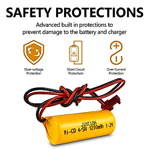 JINTION Exit Sign Emergency Light Ni-CD Battery 1.2v 1200mah 4/5 A NiCD Replacement NiCad Batteries