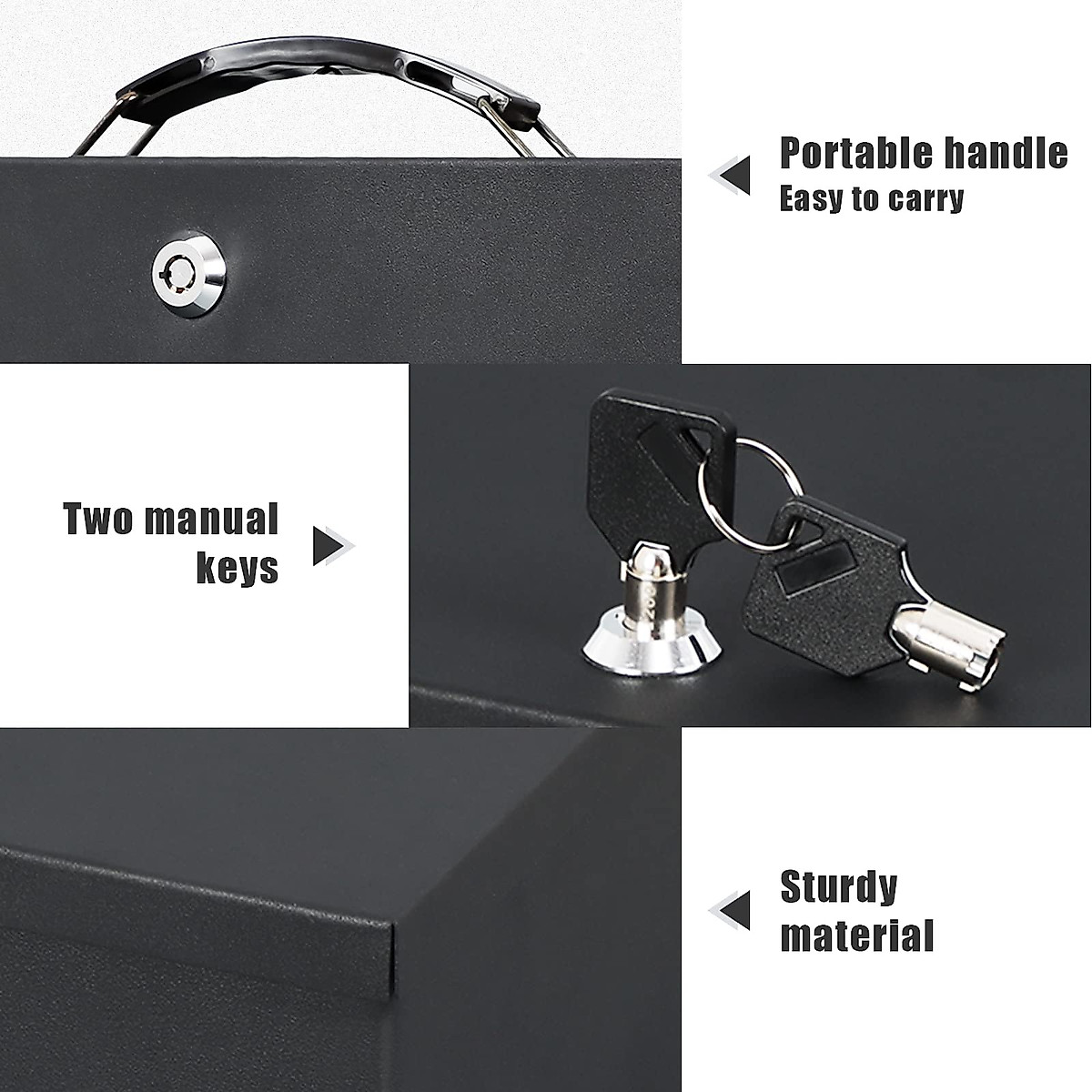 xydled Fire Resistant Safe Fire Safe Box with Key Lock for Home Office Security Storage for Valuables Documents,12.8 x 8.5 x 4.5 Inch,Black