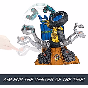 Hot Wheels Monster Trucks Arena Smashers Mega-Wrex vs. Crushzilla Takedown with 1:64 Scale Mega-Wrex Toy Truck and 6 Crushable Cars