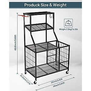 Weight Rack For Dumbbells Storage - Home Gym Storage Yoga Mat Storage Rack Workout Equipment Storage Rack for Kettlebells, Multifunction Exercise Equipment Gym Rack Organizer with Wheels and Hooks