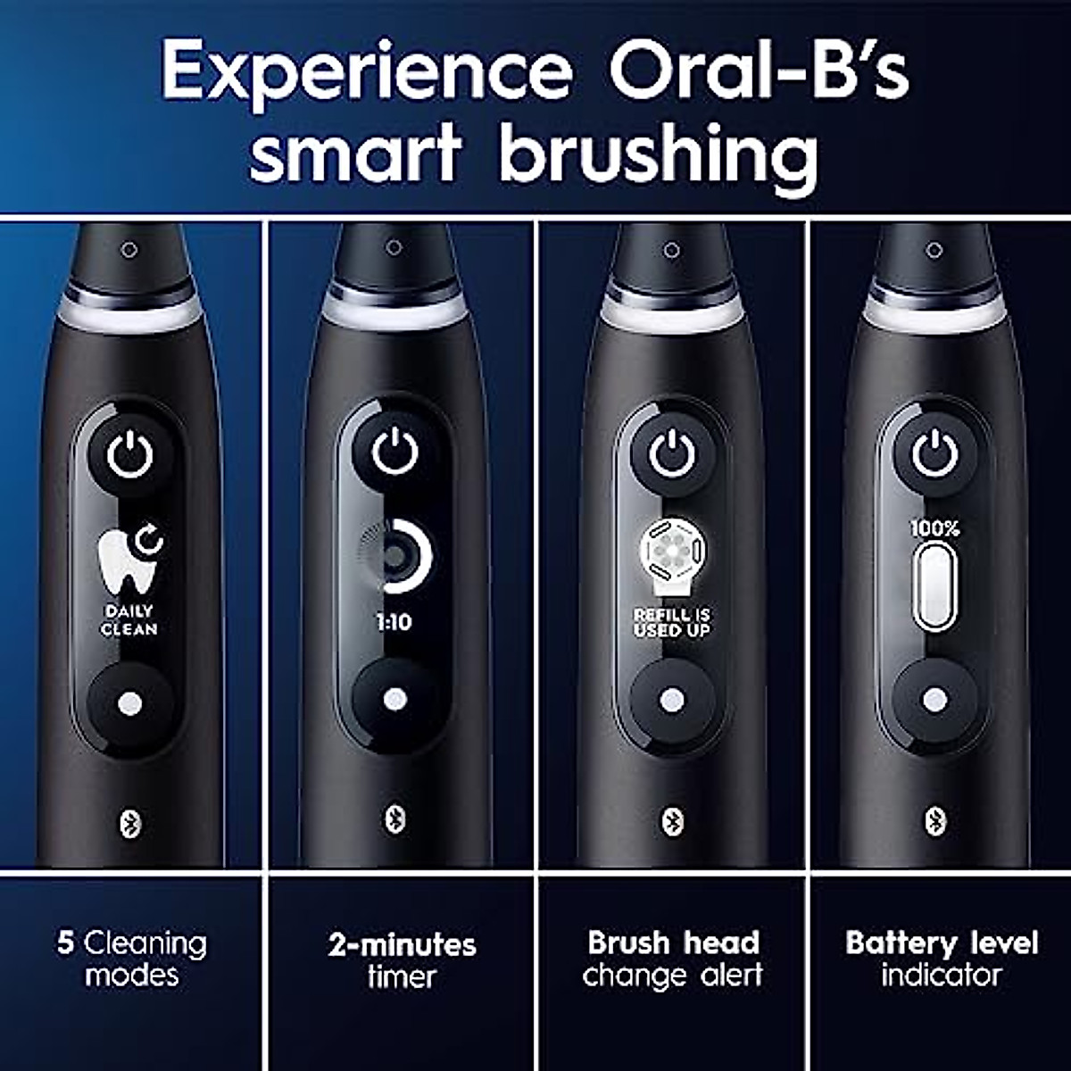 Oral-B iO Series 7 Electric Toothbrush with 1 Replacement Brush Head, Black Onyx, 3 Count (Pack of 1)