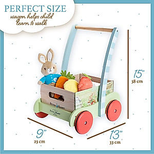 KIDS PREFERRED Beatrix Potter Peter Rabbit Wooden Garden Wagon and Plush Veggie Play Set, (24228)