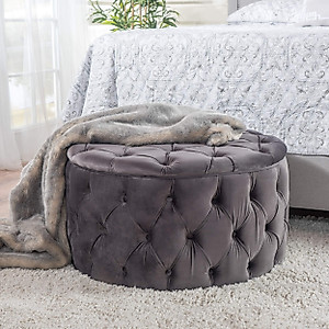 Christopher Knight Home Zelfa Velvet Ottoman, Grey
