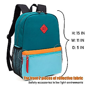 HawLander Little Kids Backpack for Boys Toddler School Bag Fits 3 to 6 years old, 15 inch, Blue Green