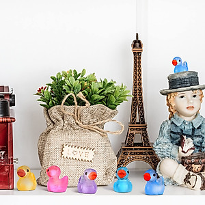 Queekay 50 Pcs Mini Resin Ducks Luminous Tiny Ducks Miniature Duck Glow in The Dark Ornament for Dollhouse Garden Decoration DIY Craft Micro Landscape Aquarium Party Decor