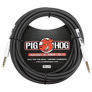 PIG HOG 18.6' Feet High Performance Instrument Cable Black (Straight-Straight)