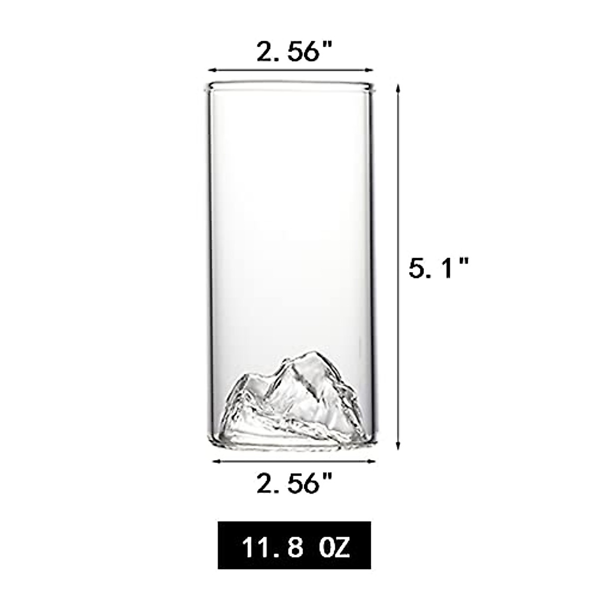 SFXFJ Juice Glasses, 6(5&1) Packs Crystal Mountain Old Fashioned Glasses, Borosilicate Glass Tea Cups, Bourbon Glasses for Men and Women(350ML/12OZ)