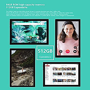 2 in 1 Tablet 10 Inch, Android 11.0 Tablet with Keyboard Case, 4GB+64GB ROM/512GB Computer Tablets, Quad Core, HD Touch Screen, Dual Carema, Games, Wi-Fi，BT, Google GMS Certified Tablet PC