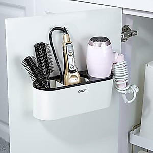 DAOYA Hair Dryer Holder - White Hair Tool Organizer Blow Dryer Holder Cabinet Door, Bathroom Curling Iron Holder for Curling Iron Hair Straightener Hair Styling Tools Storage