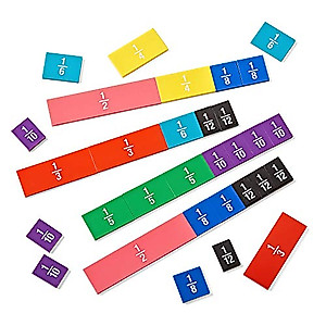 hand2mind Plastic Double-Sided Decimal and Fraction Tiles, (Set of 51) & Plastic Connecting Fraction Circles, Fraction Manipulatives, Unit Fraction, Rainbow Circle Math Manipulatives, (Set of 5)
