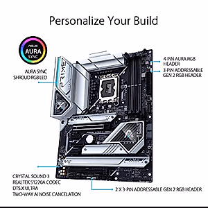ASUS Prime Z790-A WiFi 6E LGA 1700(Intel®13th&12th) ATX Motherboard (16+1 DrMOS, PCIe 5.0,DDR5,4X M.2 Slots,2.5 Gb LAN,USB 3.2 Gen 2 Front Panel Type-C, Thunderbolt™ 4/USB4, DP)