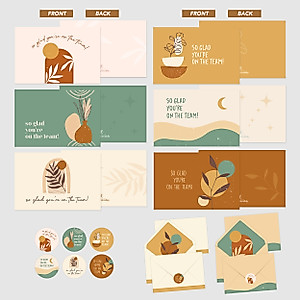 Decorably 24 Pack Employee Appreciation Cards with Envelopes & Stickers - 6 Designs Blank Inside Appreciation Cards for Coworkers, 6x4in Staff Appreciation Cards, Employee Thank You Cards