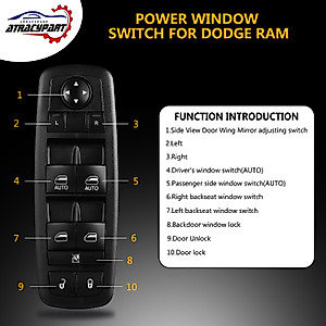Master Power Window Switch | Compatible with 2009-2012 Dodge Ram 1500 2500 3500 | Replaces# 4602863AD, 4602533AB, 4602533AE, 901-473