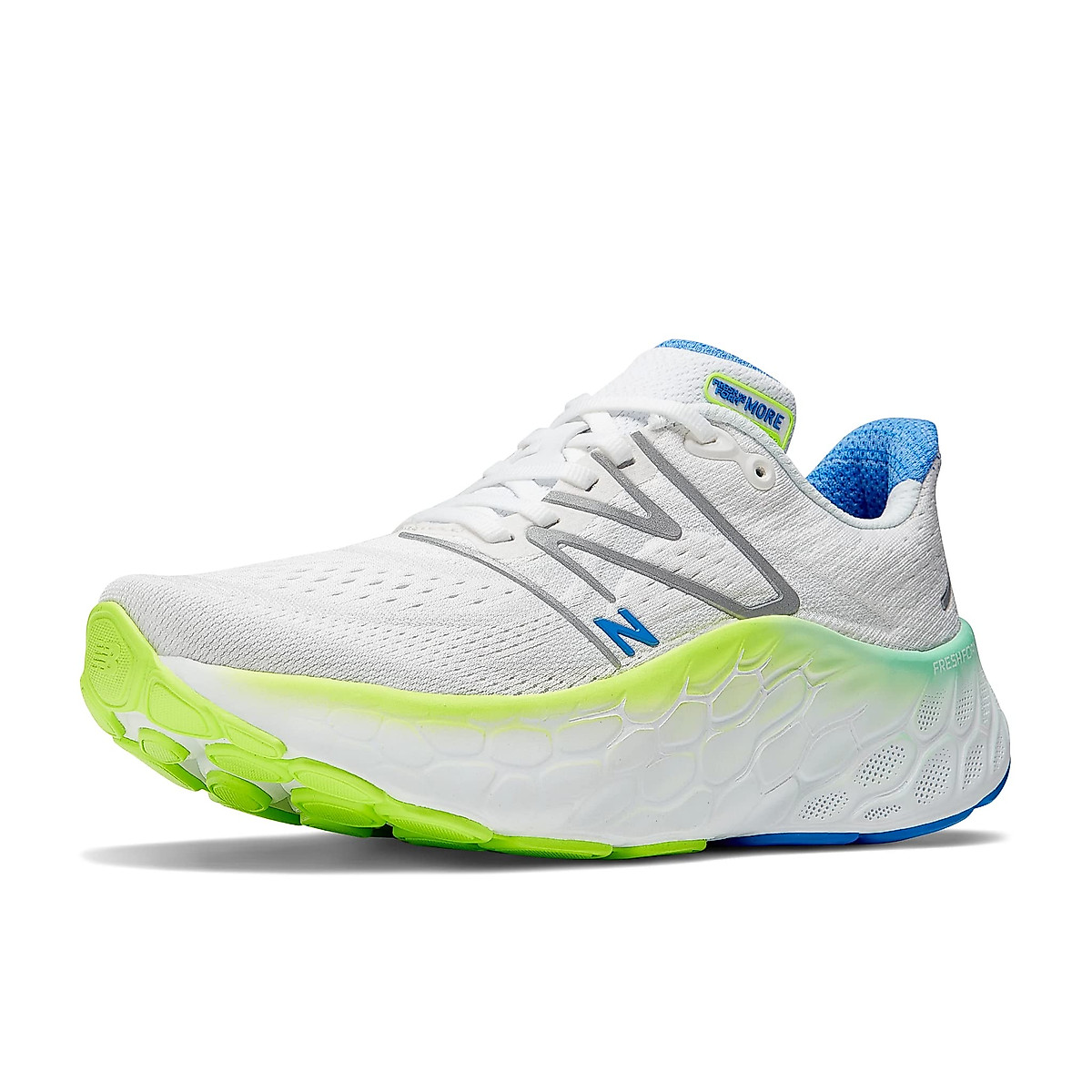 New Balance Women's Fresh Foam X More V4 Running Shoe, White/Cobalt, 12 Wide