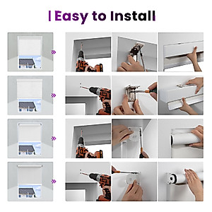 Astomi Motorized Smart Blinds for Windows Rechargeable Automatic Roller Blackout Shades with Remote Control Compatible with Alexa Google Assistant Customized (Fabric-Dark Grey)