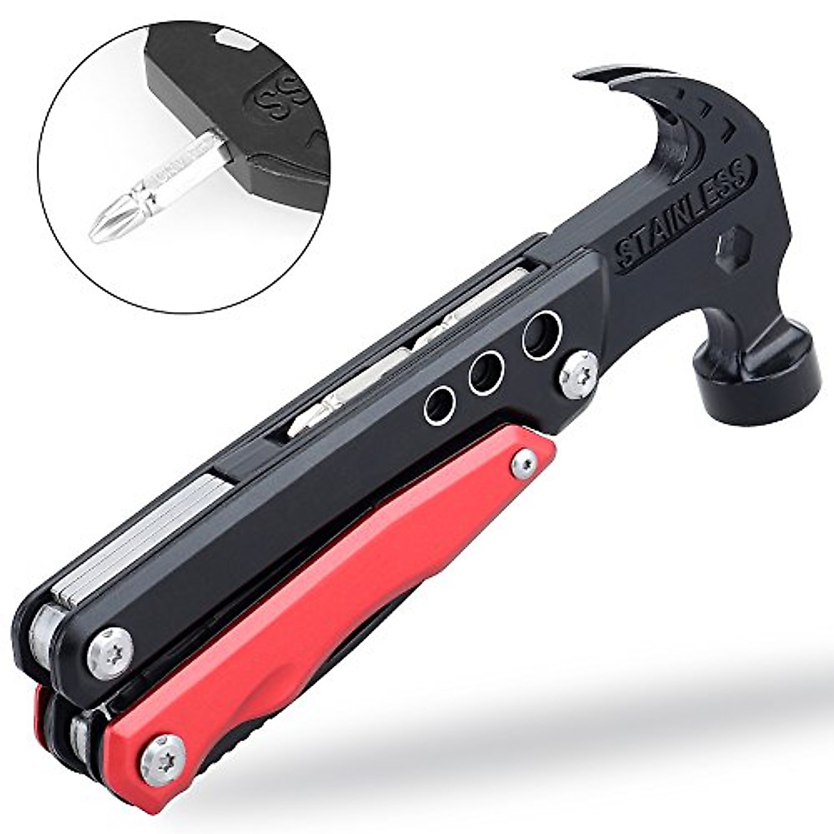 Goldenguy Multitool Claw Hammer,Multi Purpose Pliers Tool Cool Gadgets for Men Him,13 in 1 Survival Multitool,Camping Accessories, Car Valentine Gift for Friend