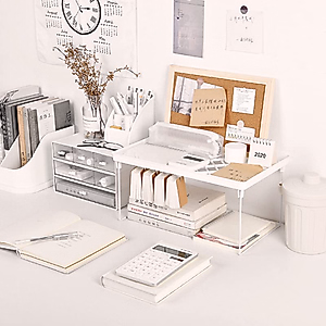 Enforose Desktop Shelf, Dormitory Storage Shelf Strong PP Metal Organization Storage Rack Simple Style Foldable Design Desktop Display Shelf for Office, Dorm, Home (Small)