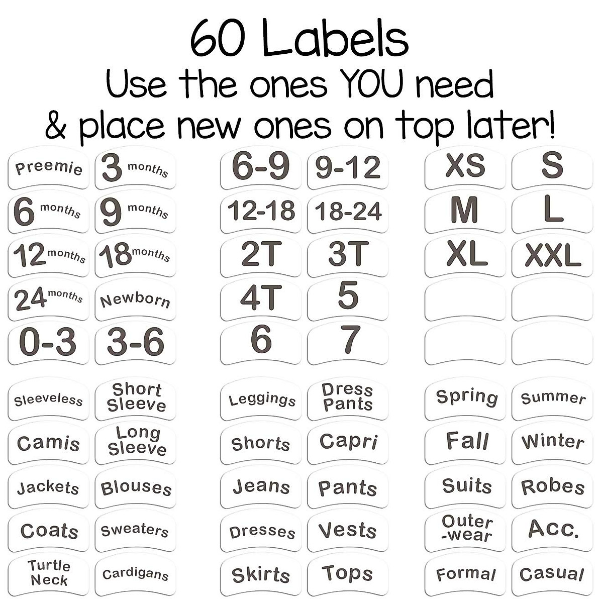 Baby Boy Nursery Clothing Size Dividers or Adult Blue Set of 6 Rod Organizers