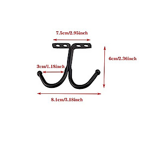 Mewuthede 6pcs Double Prong Ceiling Hooks,Wall Hanger Coat Hat Towel Bag Scarf Keys (Black)