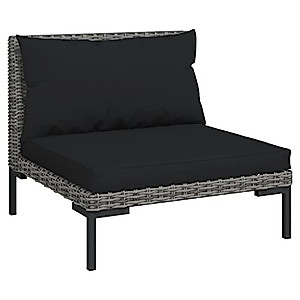 WHOPBXGAD 4 Piece Patio Lounge Set Rattan Chair,Gardens Patio Furniture,Oak Patio Furniture Set,Sui for Gardens, lawns, terraces, poolsides, patios,with s Poly Rattan Dark Gray