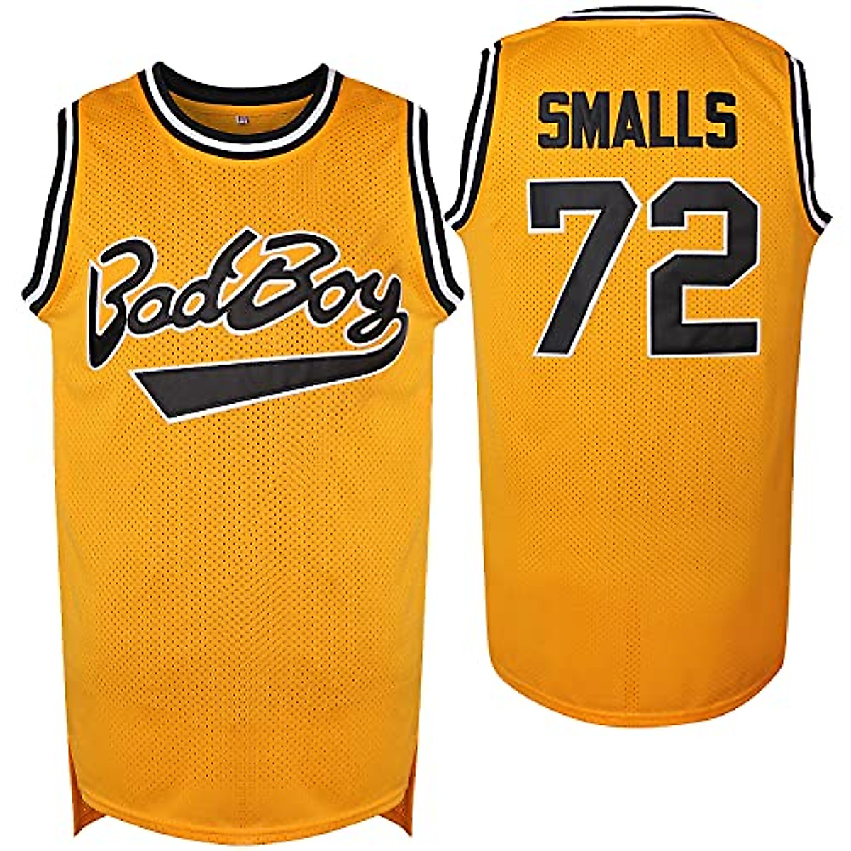 MESOSPERO BadBoy #72 Biggie Smalls Movie Notorious Big 90s Hip Hop Clothes for Party Men Basketball Jersey (Yellow, Medium)