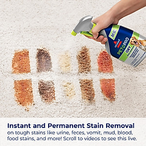 Bissell PET PRO OXY Stain Destroyer for Carpet and Upholstery, 22 oz, 2 Pack, 17739, 44 Fl Oz