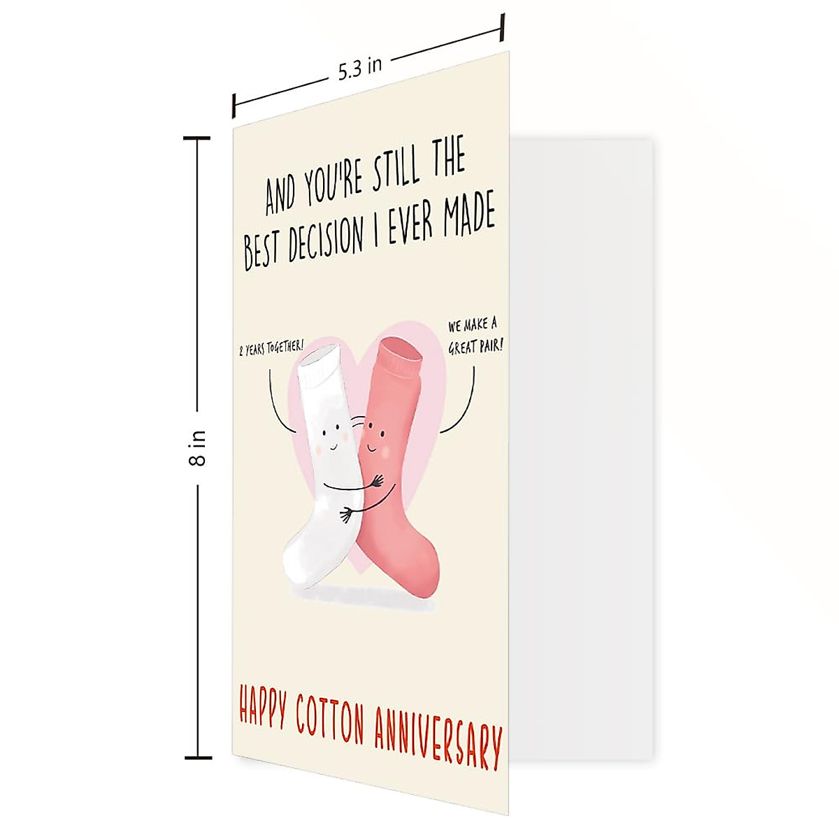 GlightG Happy 2nd Anniversary Card Gifts for Him Her, Funny 2nd Wedding Anniversary card for Women Men, Cotton Anniversary Greeting Card for Husband Wife, Cute 2 Year Anniversary Cards Decorations