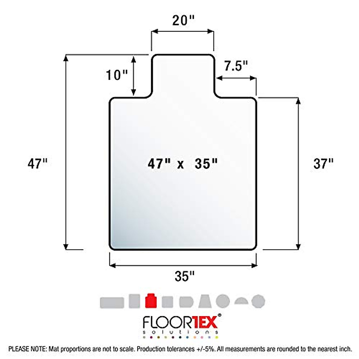 Floortex Poly Rctglr Lipped ChairMat Plush Pile Carpet47X35 (FC118927LR)