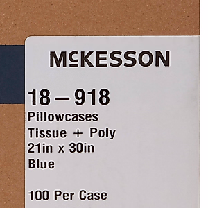 McKesson Disposable Pillow Case Covers [100 Count] Bulk Pillowcase, Single-Use for Medical Hospital Travel, Standard Size, Blue, 21 in x 30 in