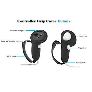 Nsiucion Controller Grips Cover for Meta Quest 3, Silicone Covers Protector with Adjustable Knuckle Straps, VR Accessories (1 Pair Black)