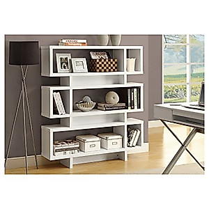 Monarch Specialties 2532 Bookshelf, Bookcase, Etagere, 4 Tier, 55" H, Office, Bedroom, Laminate, White, Contemporary, Modern Bookcase-55 Style, 47.25" L x 12" W x 54.75" H