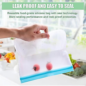 Reusable Food Storage Bags - 24 Pack Reusable Freezer Bags(8 Reusable Gallon Bags + 8 Reusable Sandwich Bags + 8 Reusable Snack Bags)，Reusable Ziploc Bags for Meat Fruits and Vegetables.