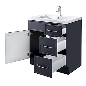 Cutler Kitchen and Bath Manhattan 30" Wood/Marble Bathroom Vanity - White