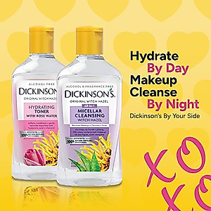 Dickinson's Micellar Cleansing Witch Hazel, An All-in-1 Makeup Remover, Pore Refiner, Skin Cleanser and Toner; Alcohol Free with Aloe, for Sensitive Skin, 16oz