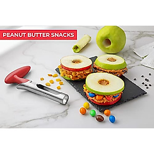 Zulay Premium Apple Corer - Easy to Use Durable Apple Corer Remover for Pears, Bell Peppers, Fuji, Honeycrisp, Gala and Pink Lady Apples - Stainless Steel Best Kitchen Gadgets Cupcake Corer - Red