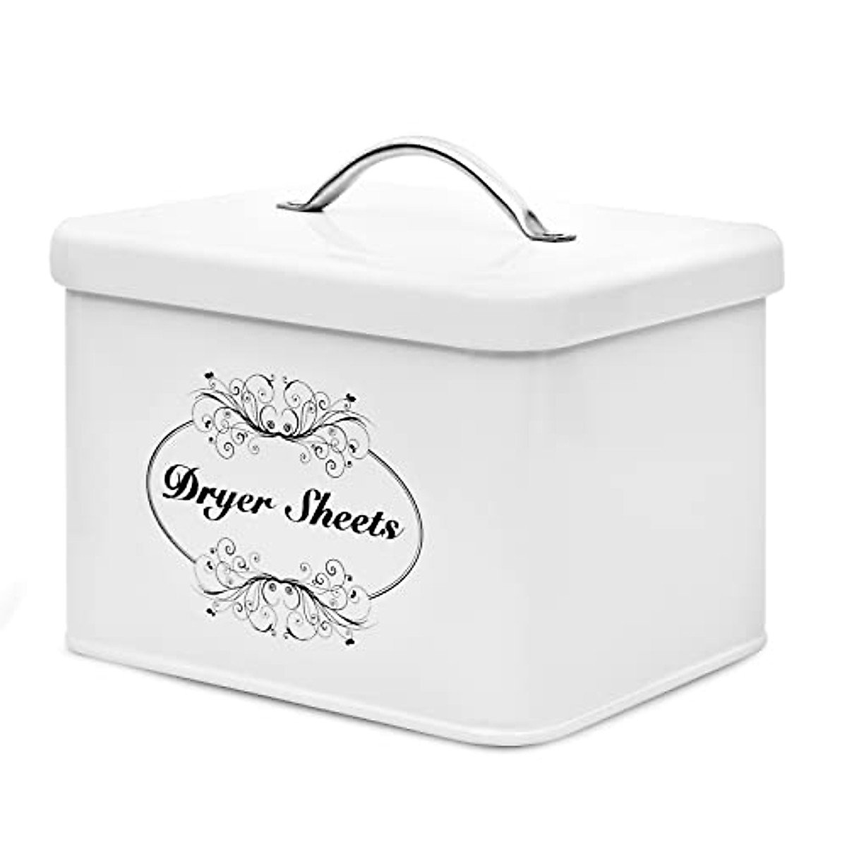 Farmhouse Dryer Sheet Holder with Lid for Laundry Room Decor,Dryer Sheet Container for Laundry Room Organization,Laundry Dispenser,Space Saving Laundry Room Storage, White