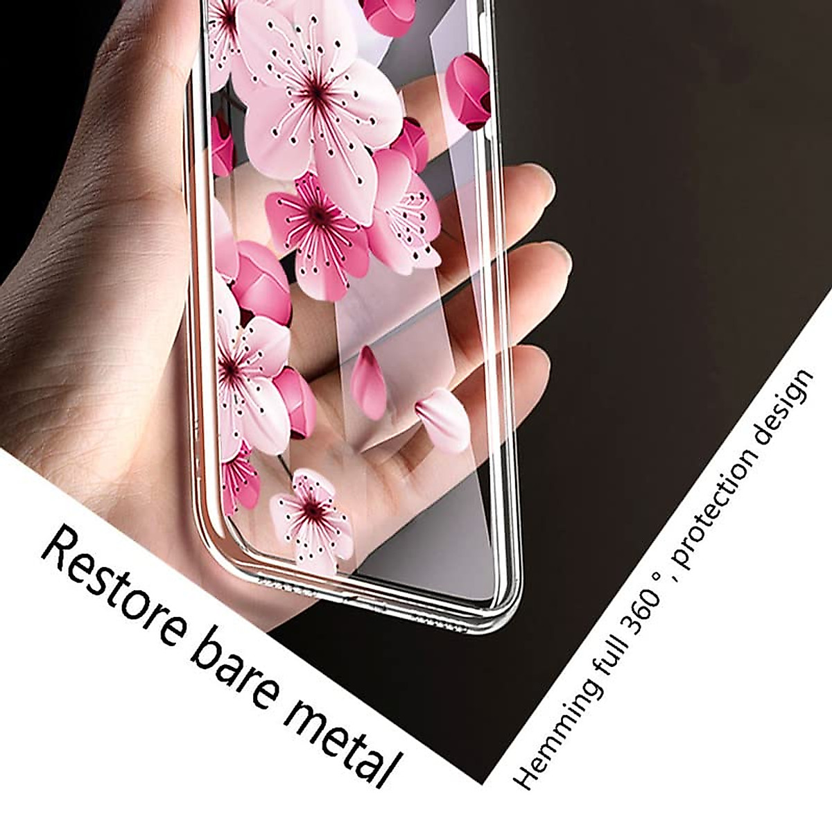 HGJTF Phone Case for Motorola ThinkPhone (6.6"), 2 Pcs Shockproof Soft TPU Silicone Bumper Shell, [Ultra-Thin] [Anti-Yellowing] Back Cover for Motorola ThinkPhone - Clear + Peach Blossom