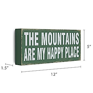 Barnyard Designs 'Mountains' Wooden Box Sign Motivational Desk Decor, Primitive Decor Office Desk Decorations for Women Office Bathroom Shelf Decor Inspirational Desk Decor, 12x5
