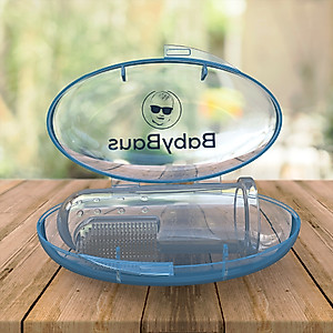 BabyBaus: Baby Finger Toothbrush | Easy Oral Hygiene for Kids, Toddlers, Babies and Pets | Soft, Massaging Bristles, Ergonomic Design – Set of 3, with 3 Cases in Blue, Pink, Clear